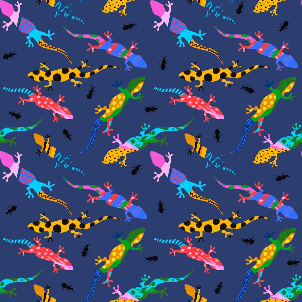 Gecko Invasion (navy) by Deb McNaughton – The Kokomo Co. Australia Pty Ltd